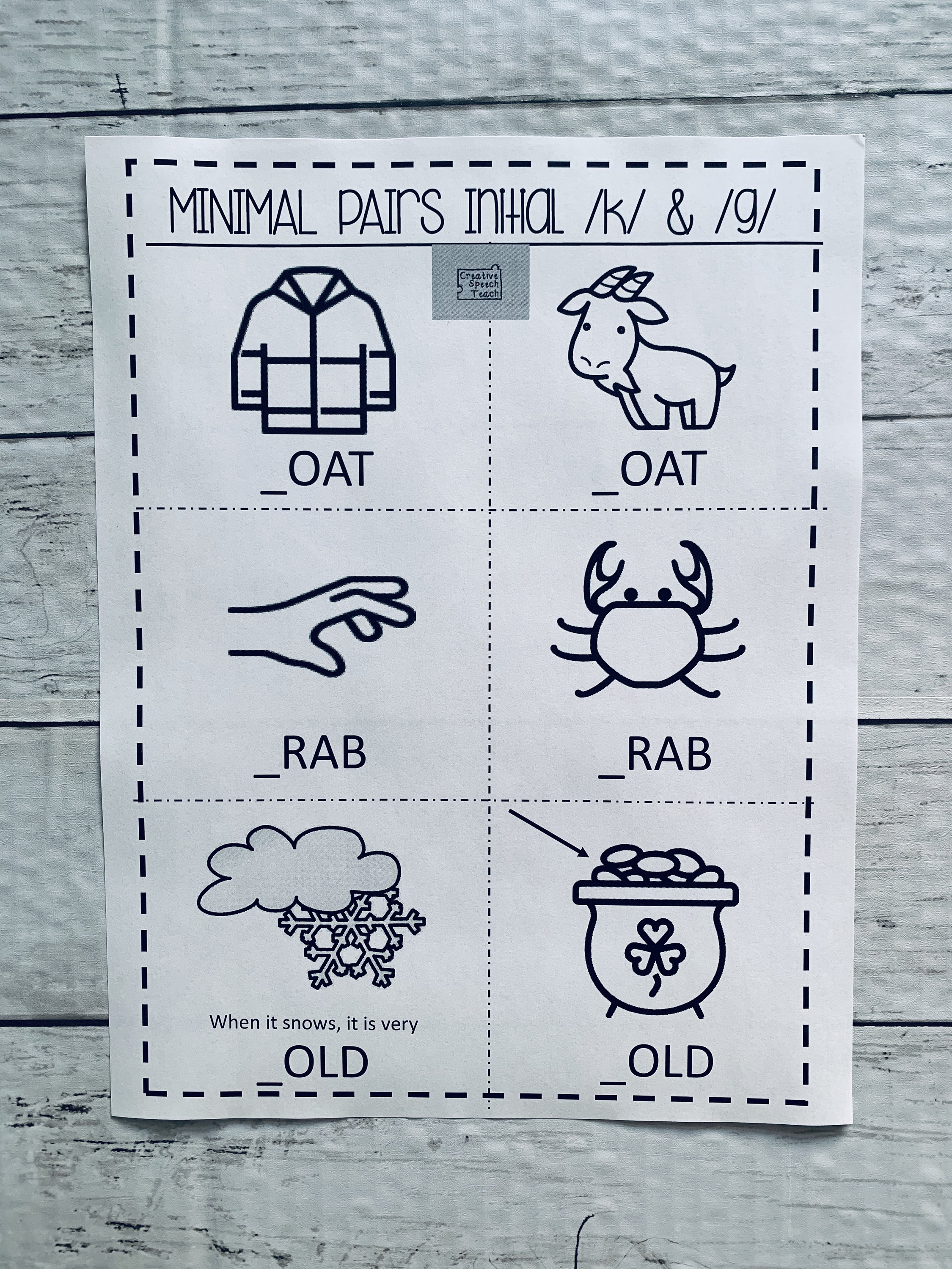 Minimal Pairs Initial /k/ & /g/ Worksheet - Etsy