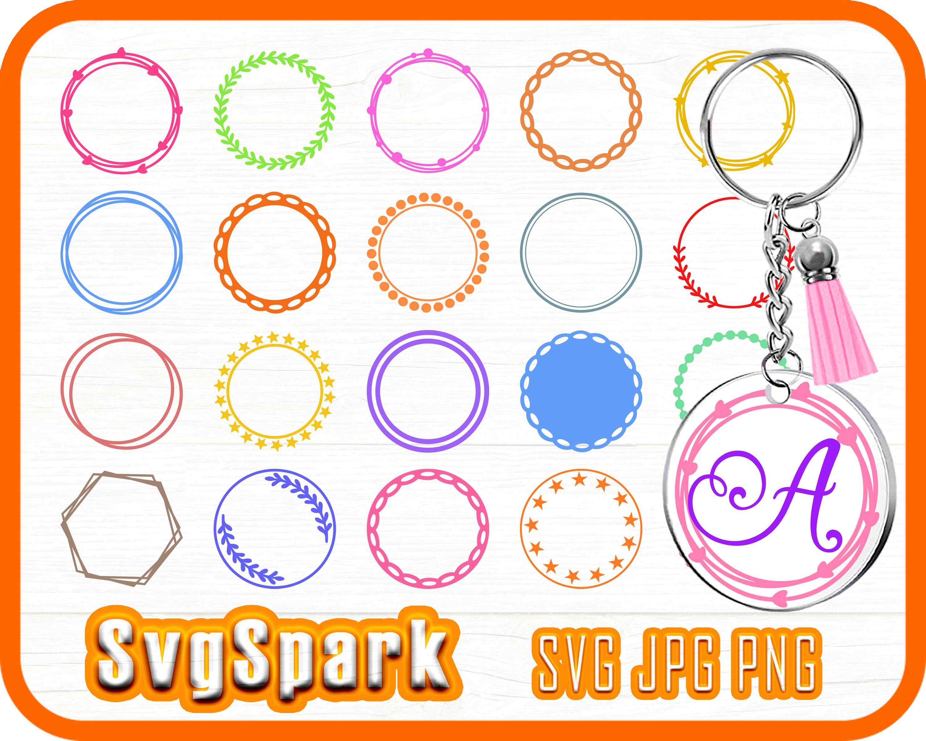 CIRCLE FRAME Key Chain Svg Circle Frame Svg Round Keychain - Etsy UK