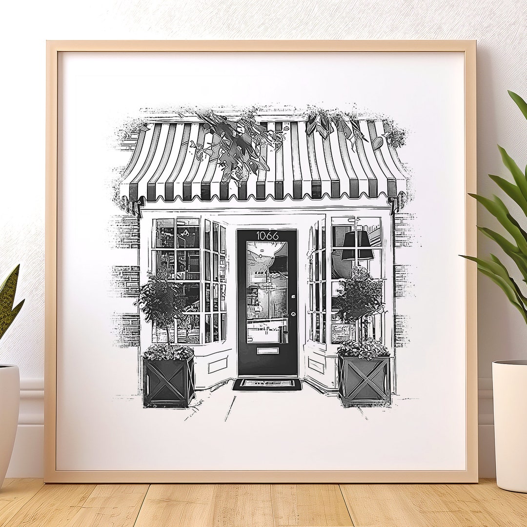 Storefront Illustration,drawing From Photo,commercial Building Painting ...