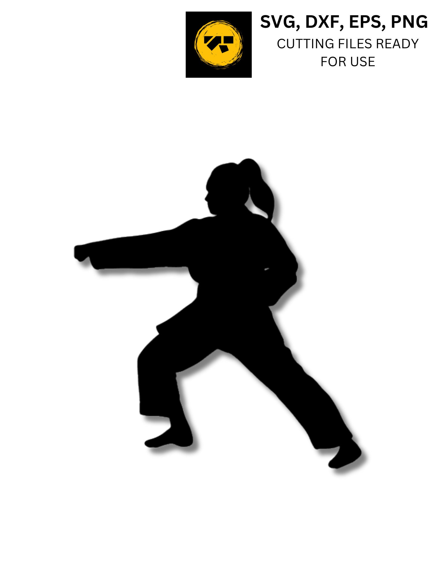 Female Karate Uniform Silhouette - Middle Punch TKD Vector Digital File ...