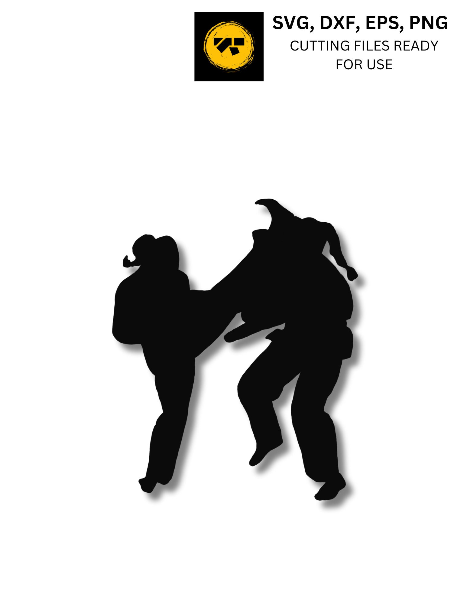 Female Taekwondo Karate Silhouette Sparring 3- Vector Digital Files ...