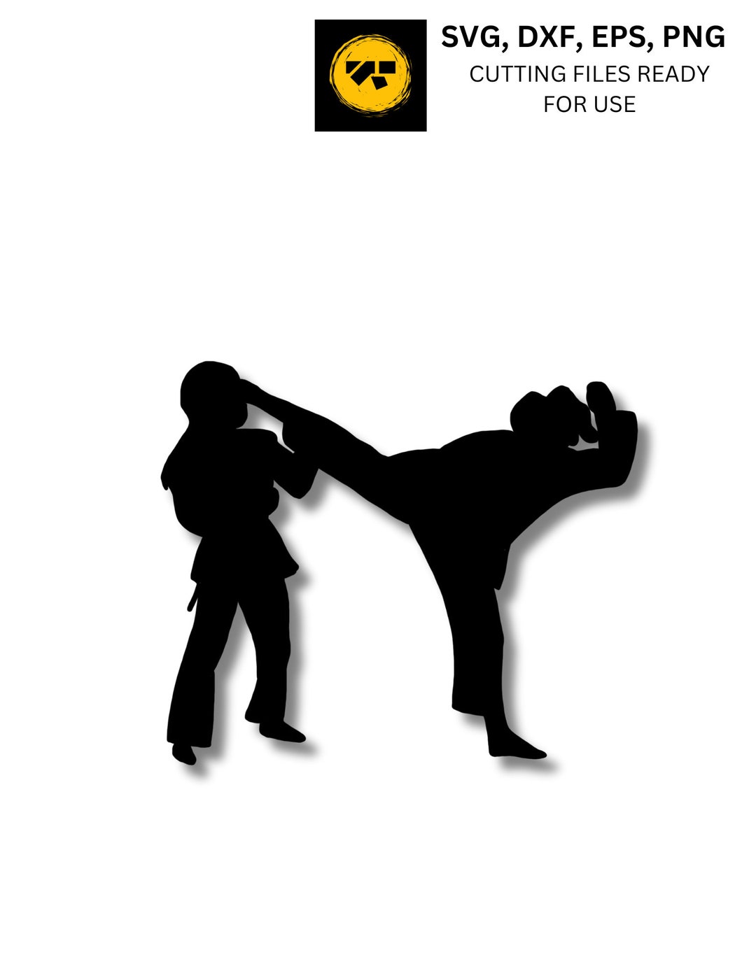 Female Taekwondo Karate Silhouette Sparring 2- Vector Digital Files ...