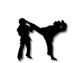 Female Karate Sparring Silhouettes Vector Digital Files Instant ...