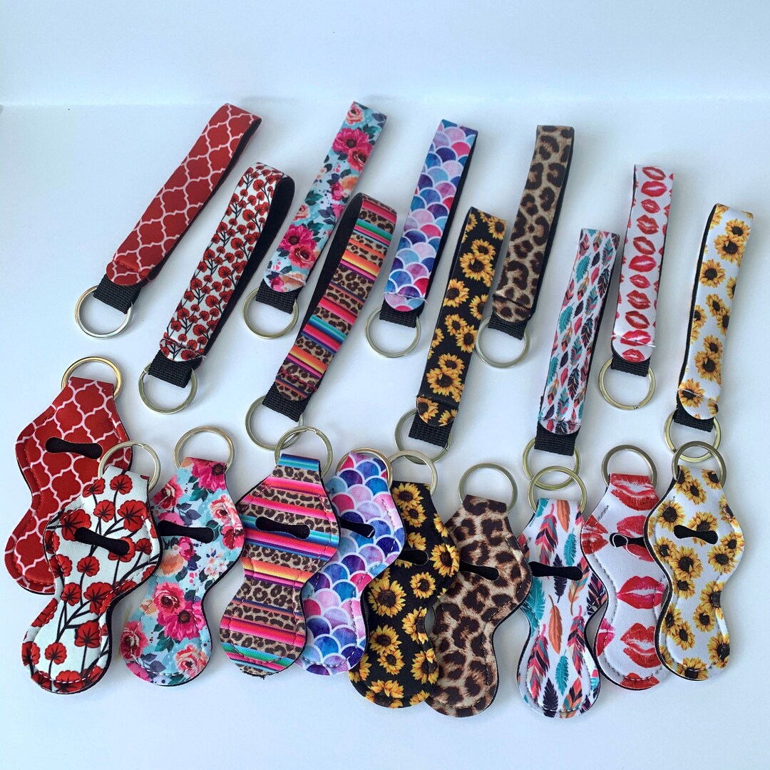 Bundle of 10 Key Fob Set, Wrist Keychain and Chapstick Holder Set ...