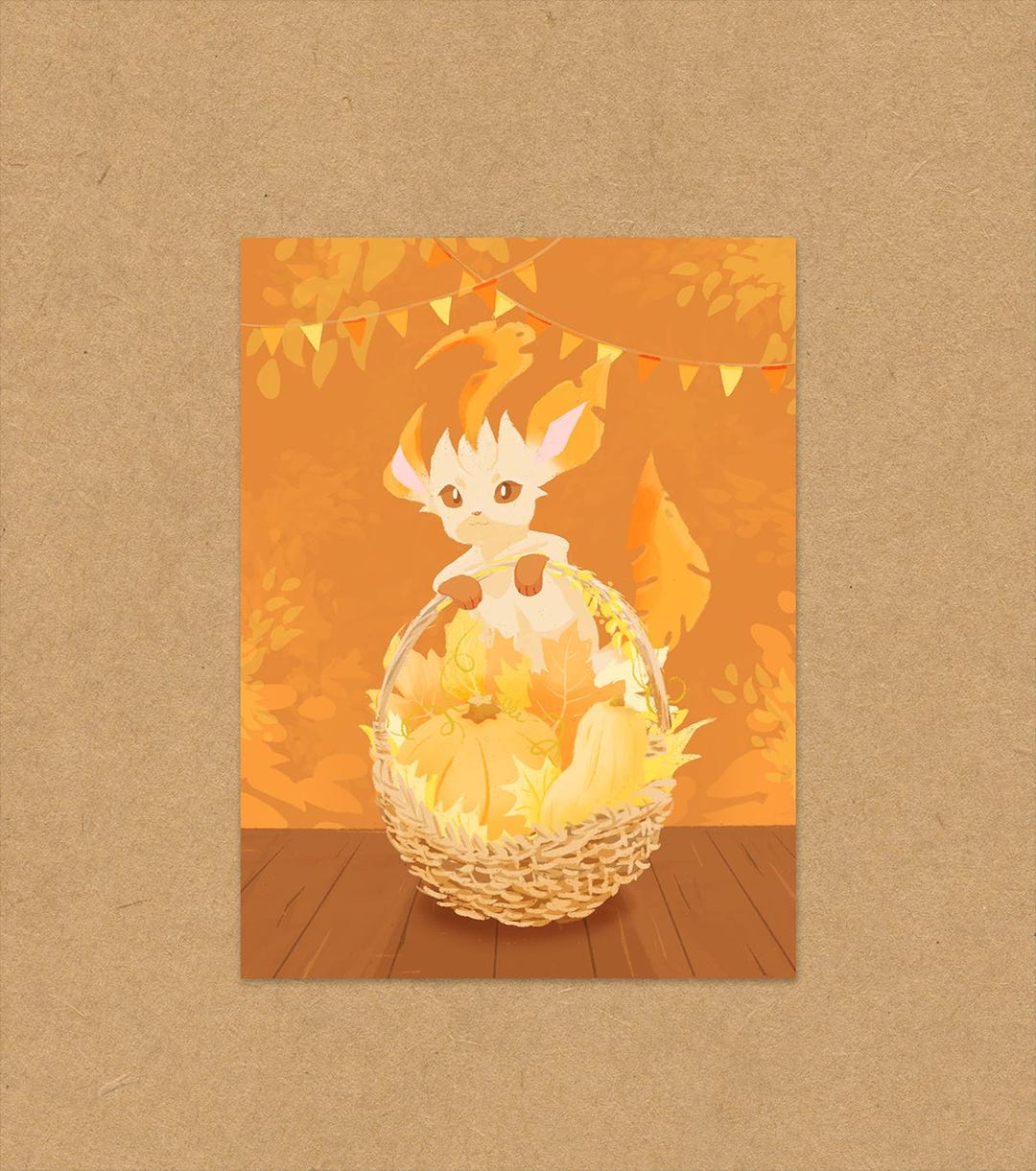 Autumn Leafeon Postcard-sized Art Print - Etsy