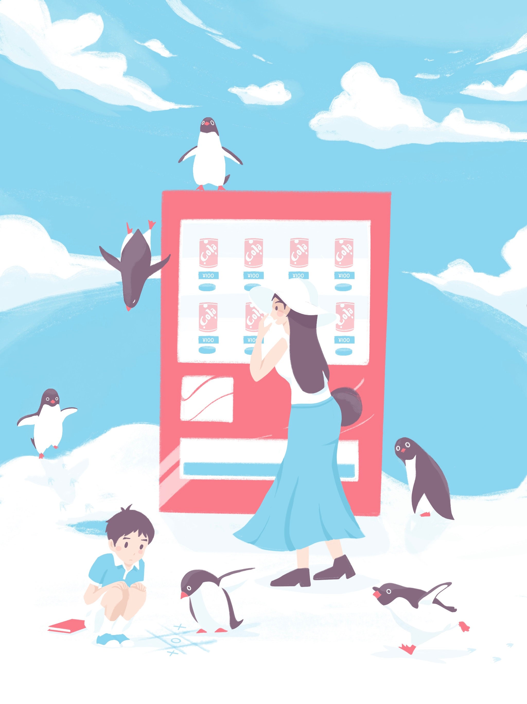 Penguin Highway Vending Machine Postcards-sized Art Print - Etsy