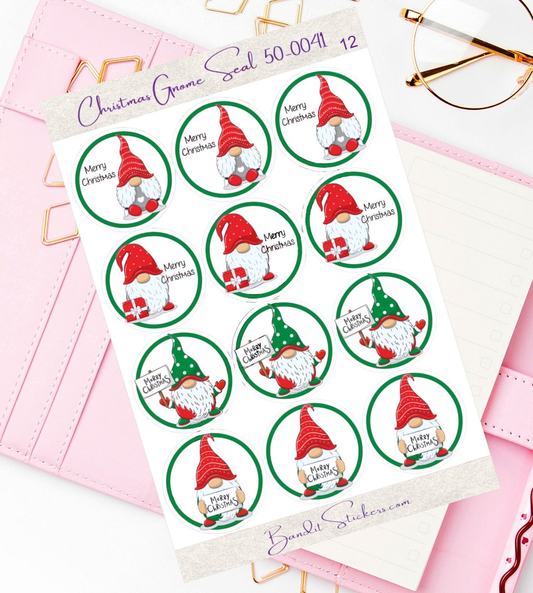 Gnome Envelope Seals, Christmas Gnome Stickers, Christmas Envelope ...