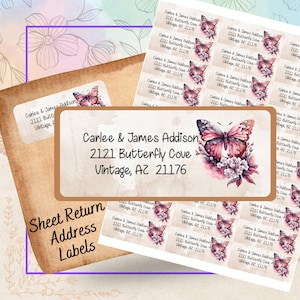 Watercolor Butterfly Return Address Labels: Custom Personalized Self ...