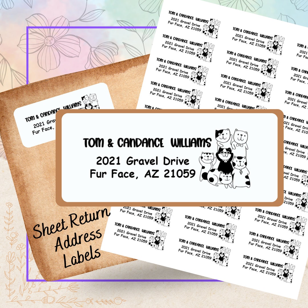 Stack of Cats, Return Address Label, Personalized Address, Custom ...