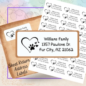 Pet Lover Address Labels, Personalized Paw Print Return Stickers ...