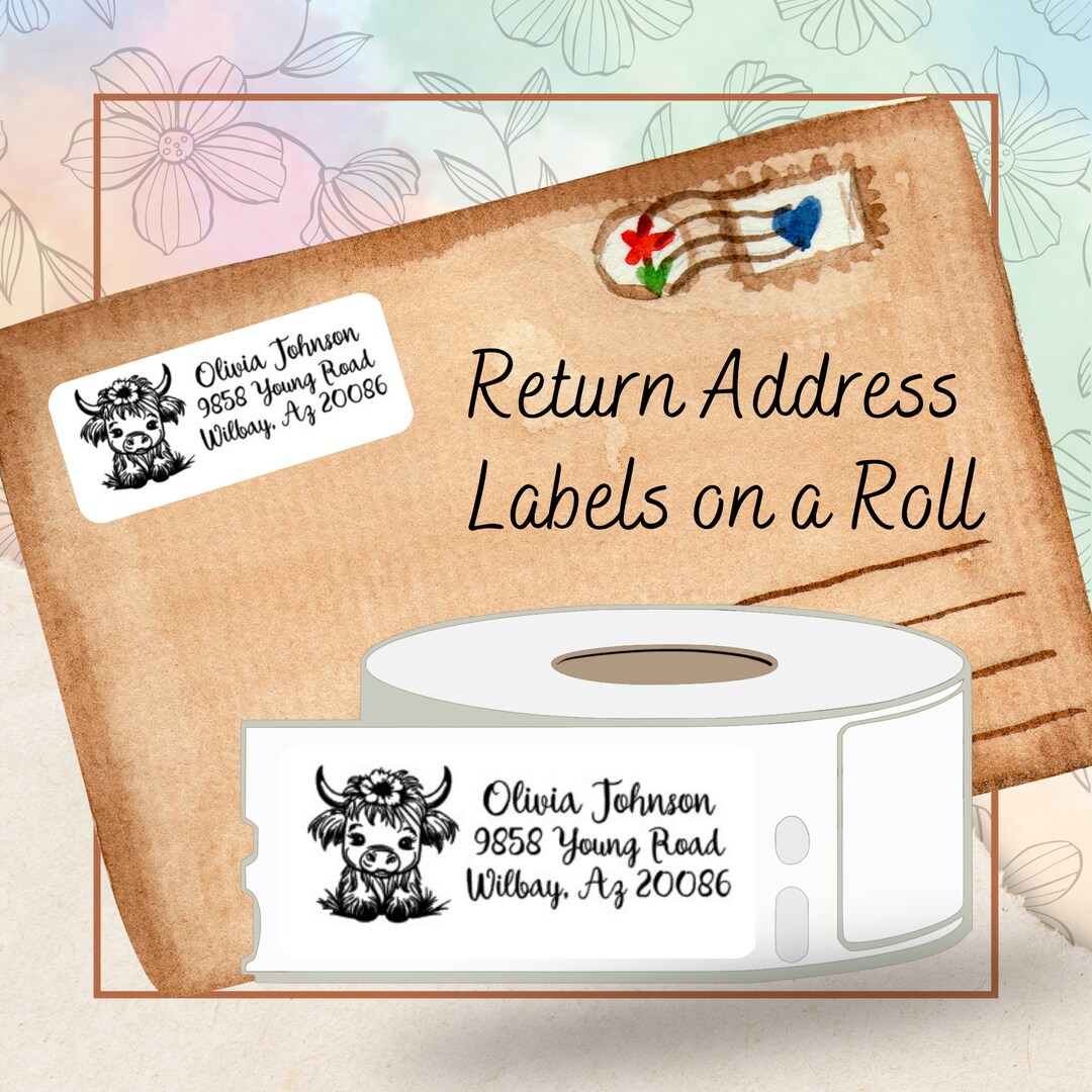 Custom Personalized Highland Cow Custom Personalized Return Address ...