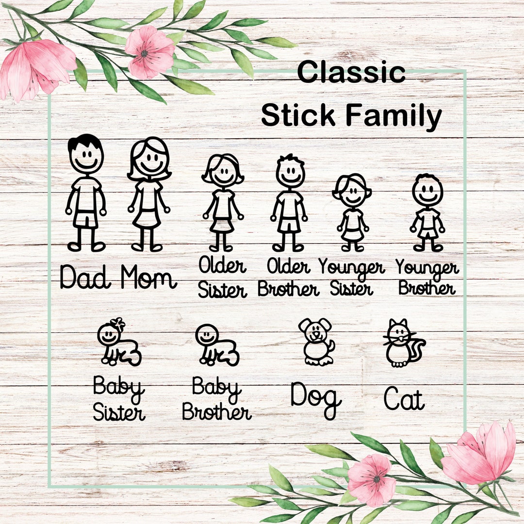 Stick People Family Decal, Stick People Family Sticker, Stick Figure ...