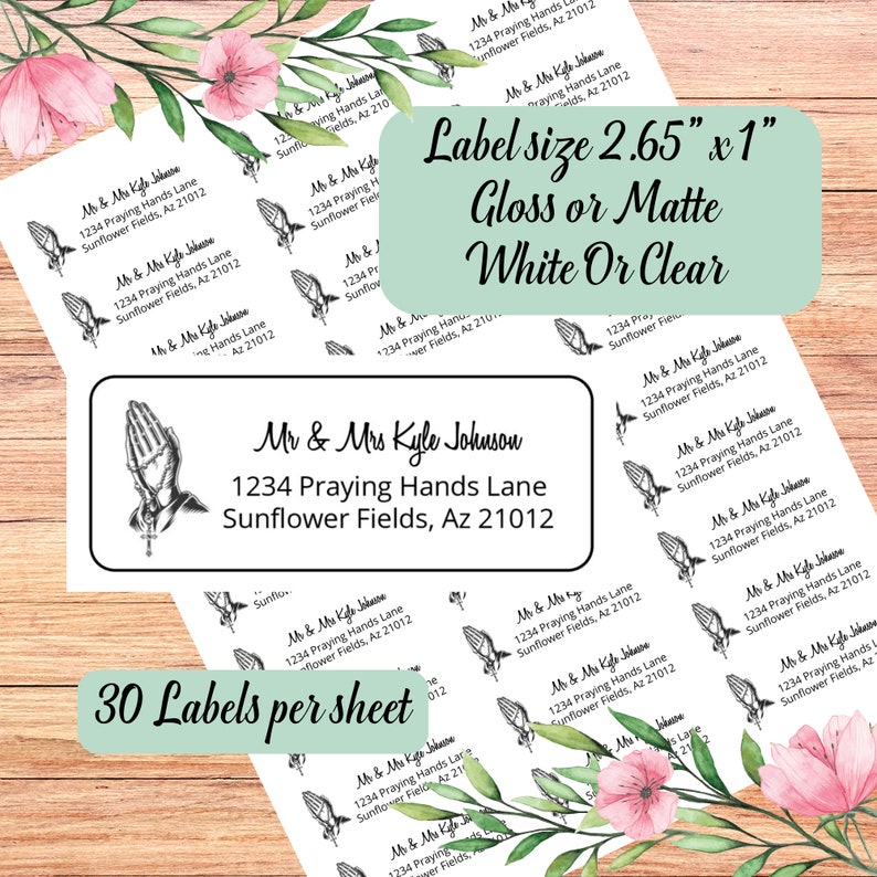 Praying Hands Return Address Label Christian Address Labels - Etsy