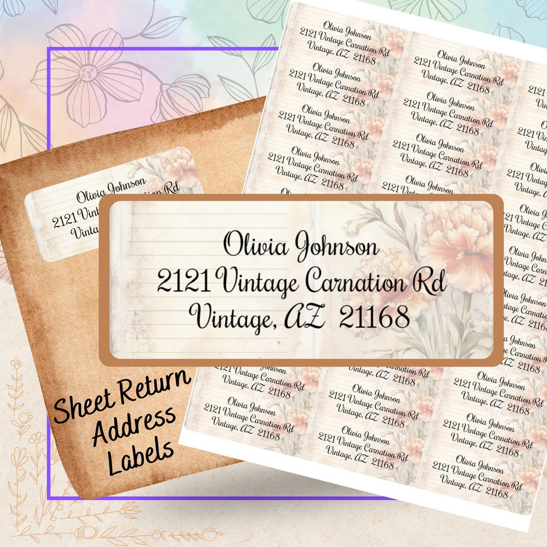 Vintage Style Background, Return Address Labels, Custom Personal ...