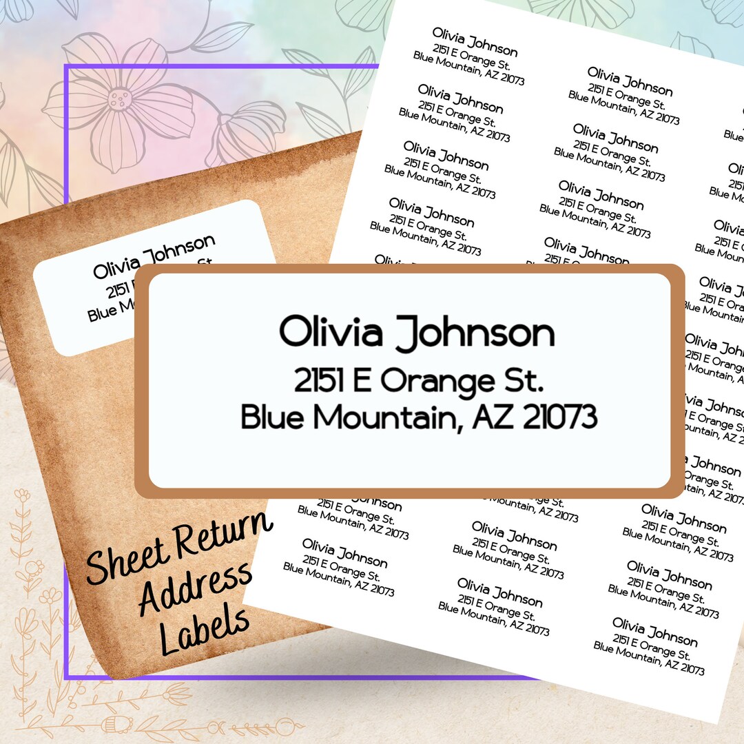 Return Address Label, Block Font Script, Easy to Read Labels, Business ...