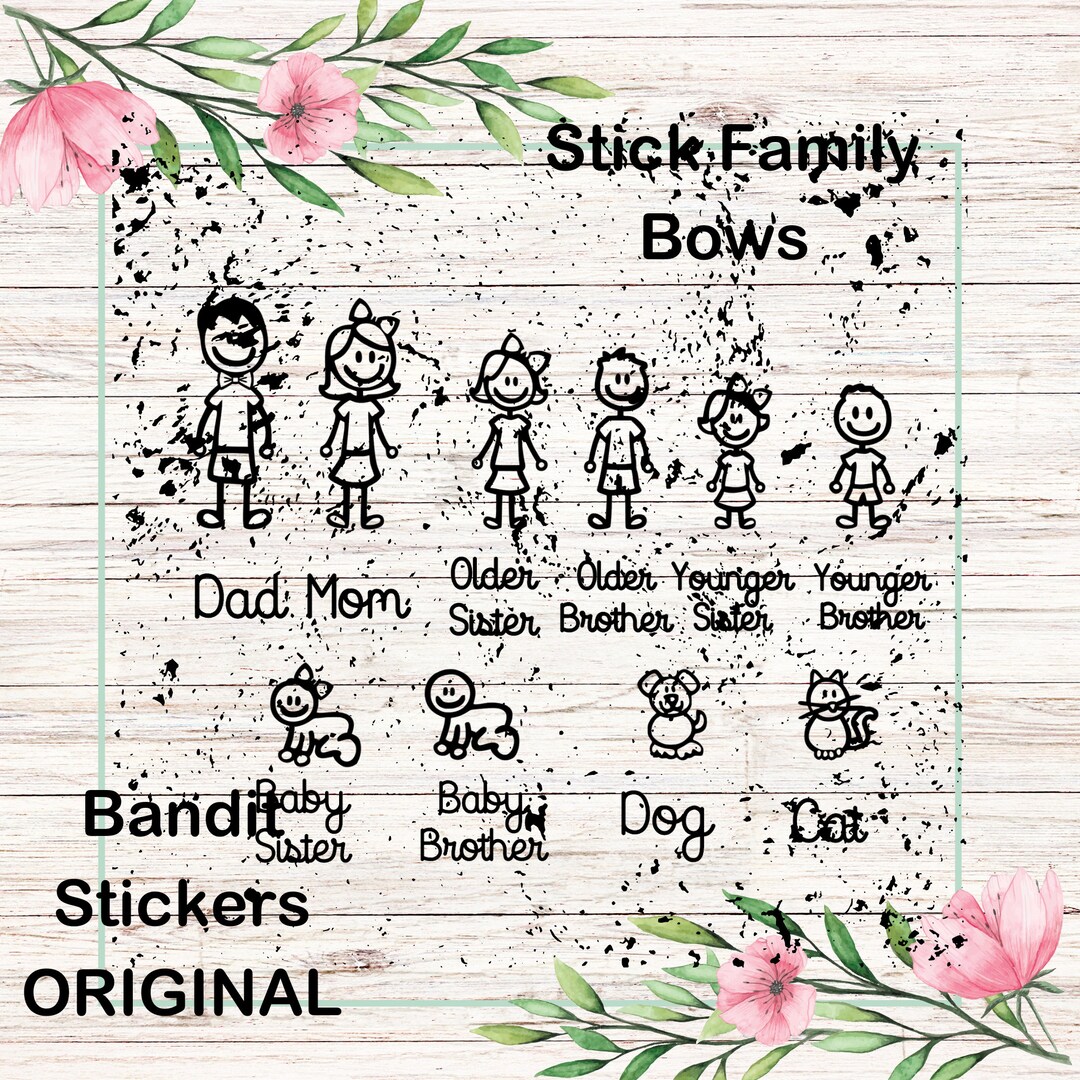 Stick People Family Decal, Stick Family Sticker, Car Window Decal ...