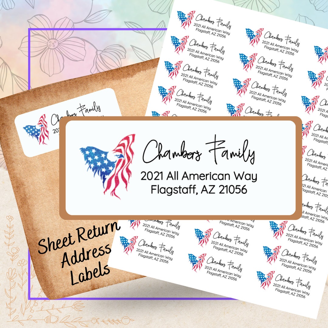 Patriotic Eagle, Return Address Label, Classic Script Font, Patriotic ...