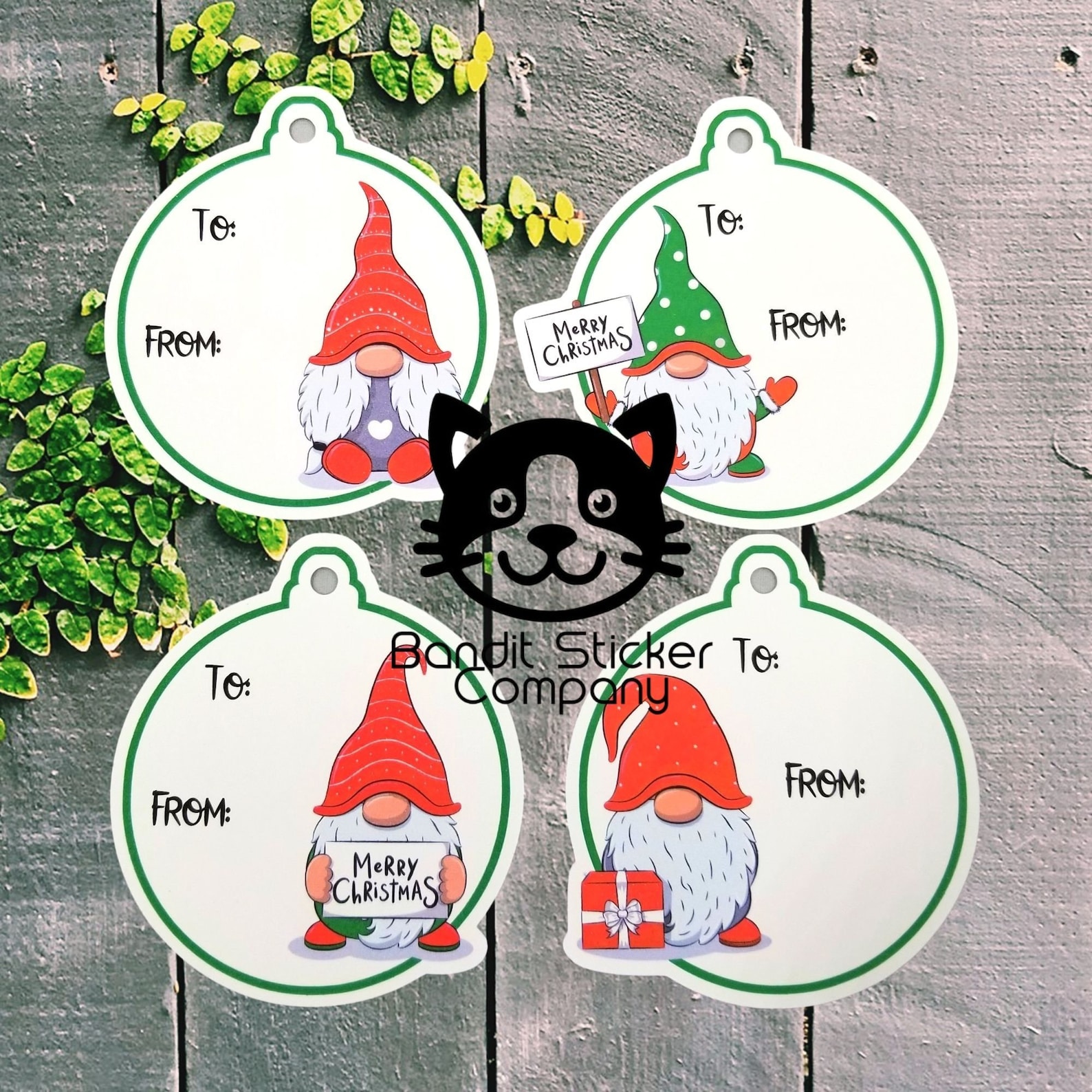 Gnome Gift Tag Stickers Christmas Gnome Tag Christmas - Etsy