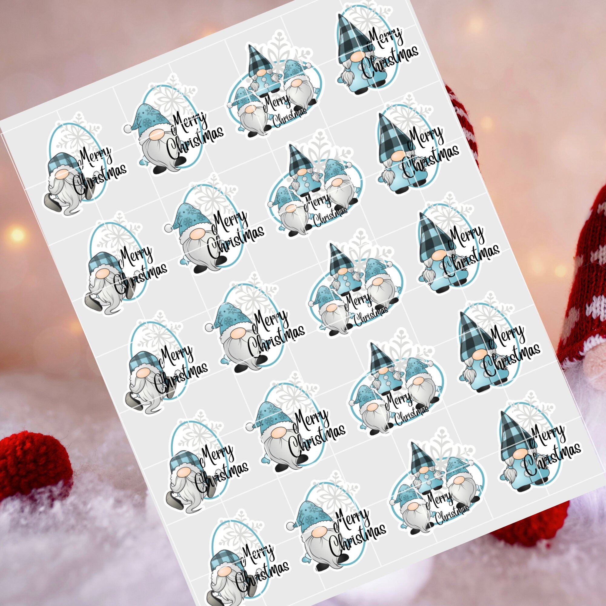 Christmas Gnome Sticker Christmas Gnome Tag Holiday Gnome - Etsy