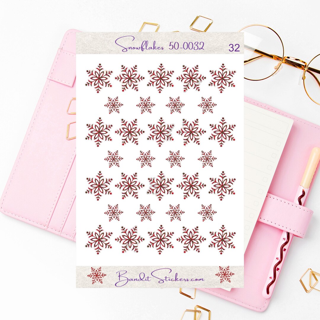 Red Plaid Snowflake Christmas Stickers: Envelope Seals, Package Decor ...