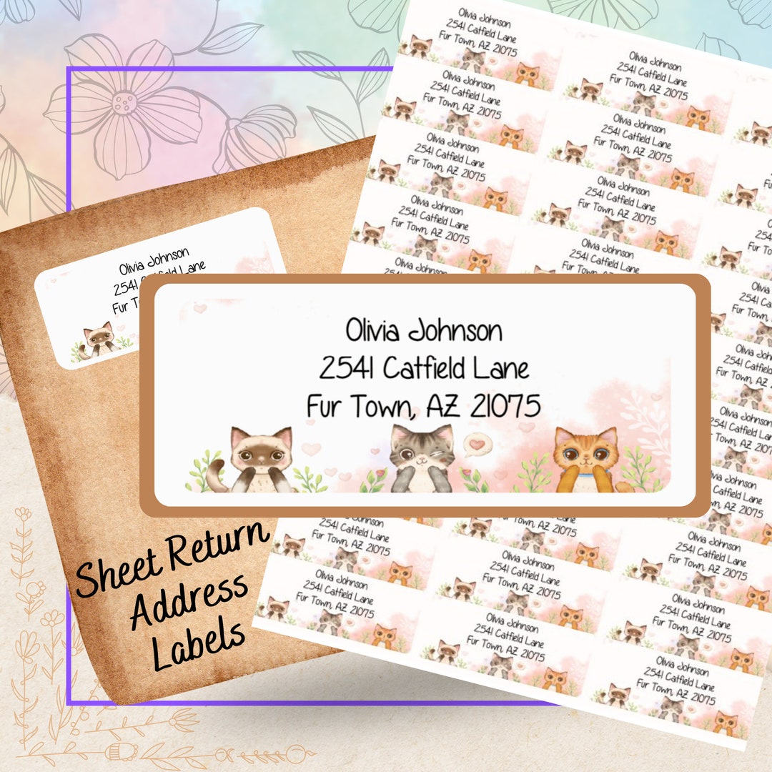 Custom Cat Self-adhesive Return Address Sheet Labels - Etsy