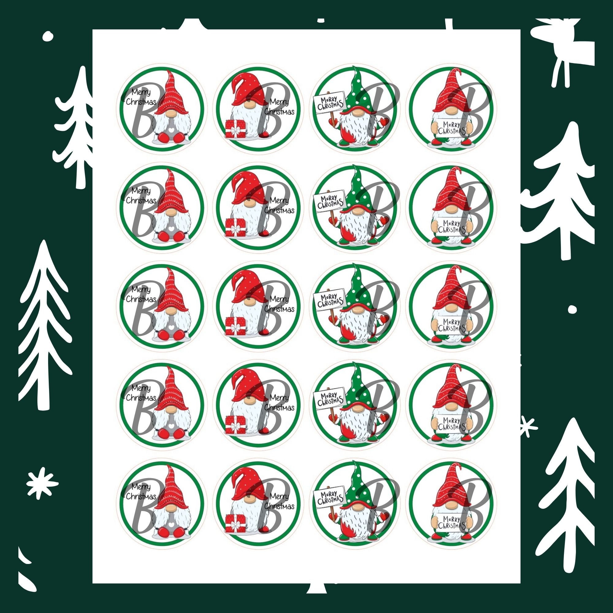Printable Christmas Gnome Sticker Christmas Gnome Tag - Etsy Singapore