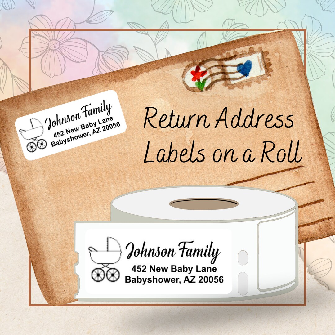 Baby Shower Return Address Labels, Stickers on a Roll, Baby Carriage ...