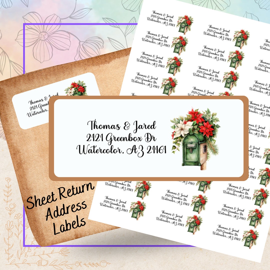 Christmas Mailbox Return Address Labels: Holiday Sheet Labels - Etsy