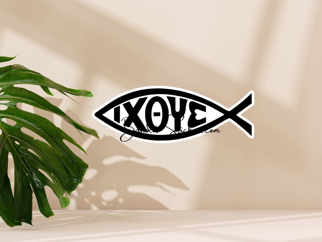 IXOYE Fish Sticker, IXOYE Fish Decal, Religious Sticker, Catholic ...