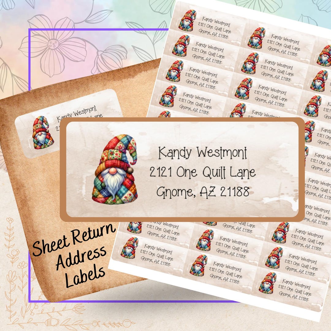 Christmas Gnome Return Address Labels: Watercolor Holiday Card Sheet ...