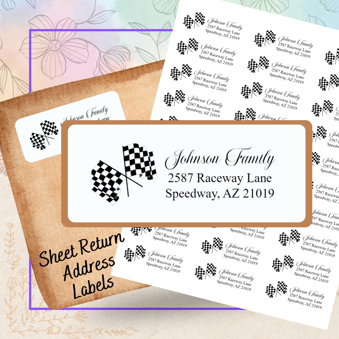 Return Address Labels, Race Car Flags, Custom Race Flags, Personalized ...