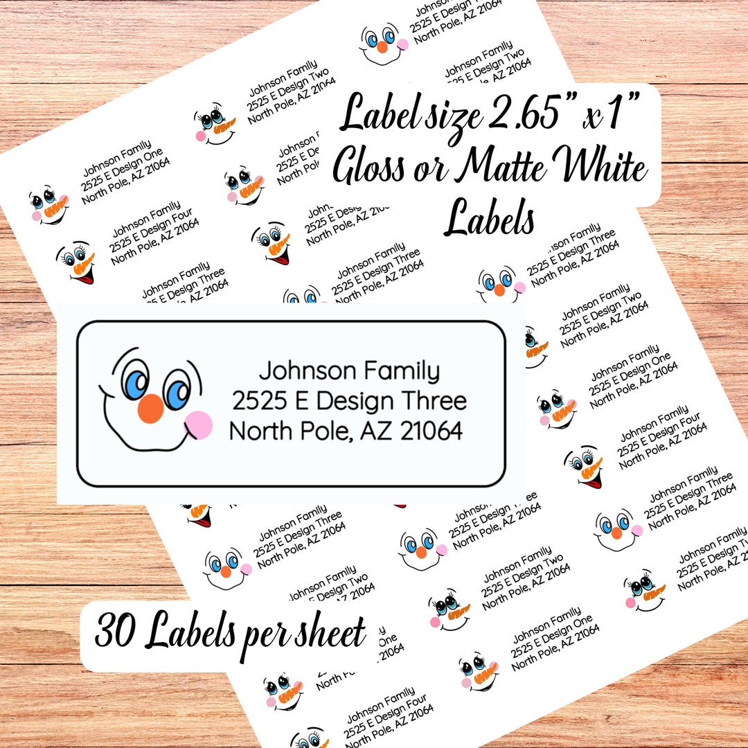 Smiling Snowman Return Address Labels, Christmas Card Return Labels ...