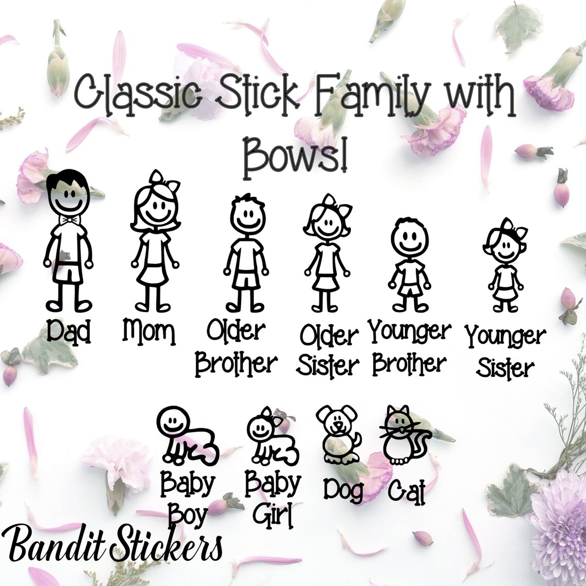 Stick People Family Decal Stick Family Sticker Car Window | Etsy