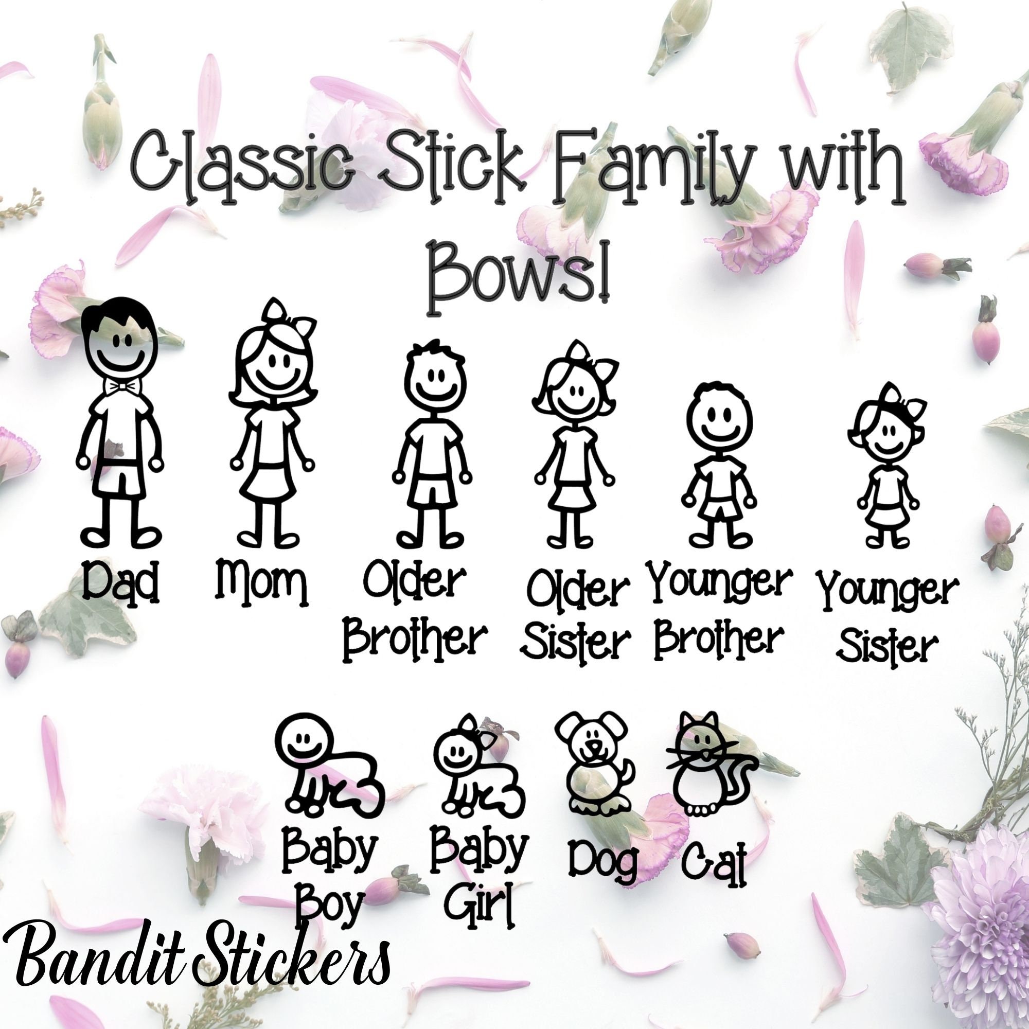 Stick People Family Decal Stick Family Sticker Car Window | Etsy