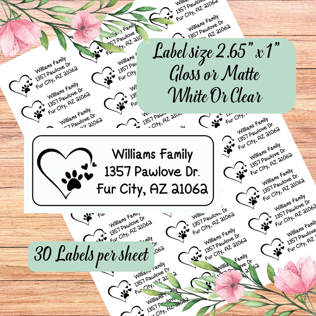 Pet Lover Address Labels Personalized Paw Print Return - Etsy