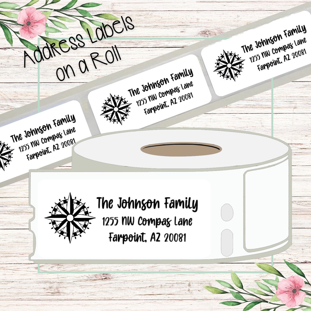 Compass Rose Return Address Label for Outdoor and Camping Wanderer ...