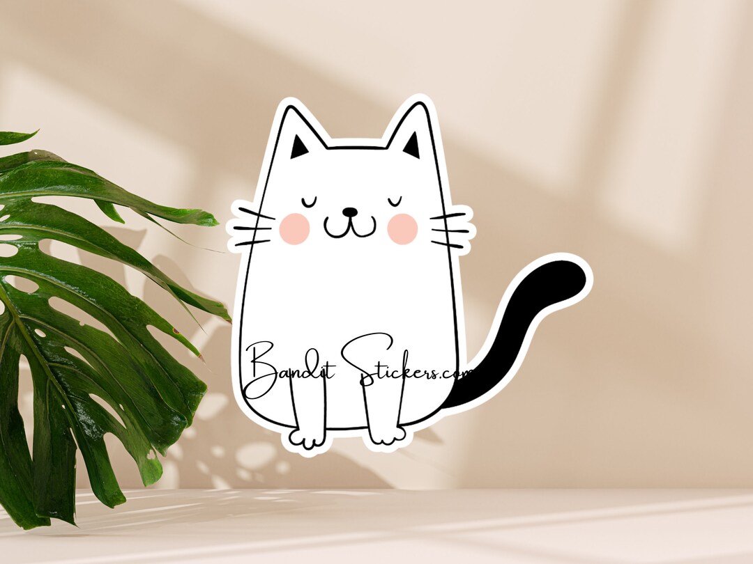 Fat Cat Sticker, Cartoon Cat, Cute Cat Sticker, Pet Lover Sticker ...