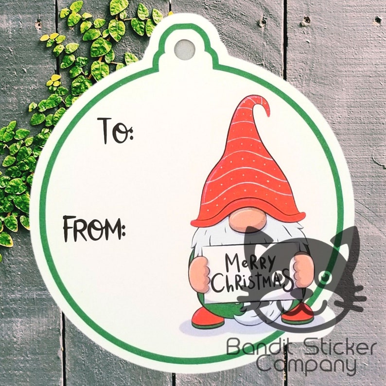 Gnome Gift Tag Stickers Christmas Gnome Tag Christmas | Etsy