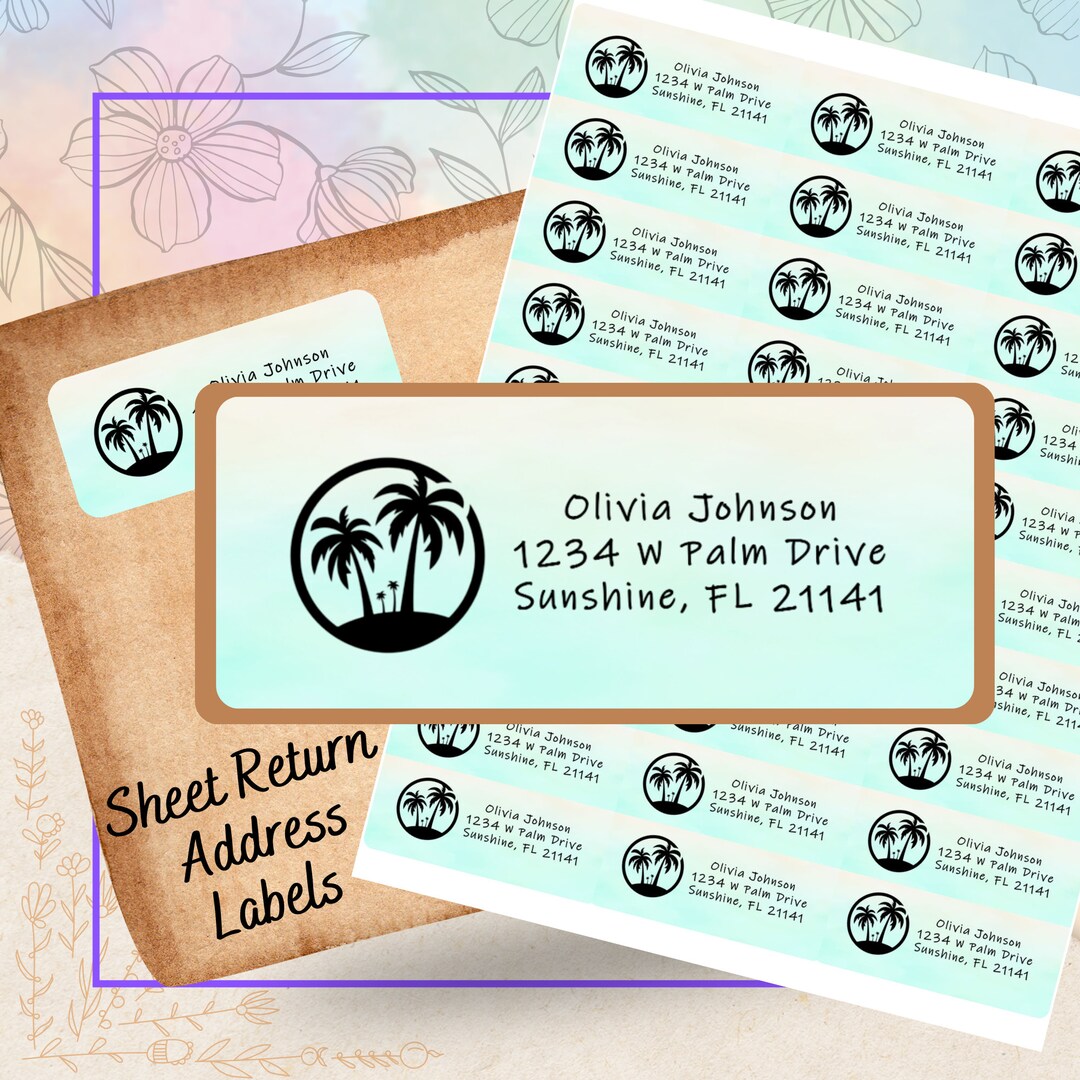 Palm Tree Return Address Labels, Florida Retirement Home, Housewarming ...