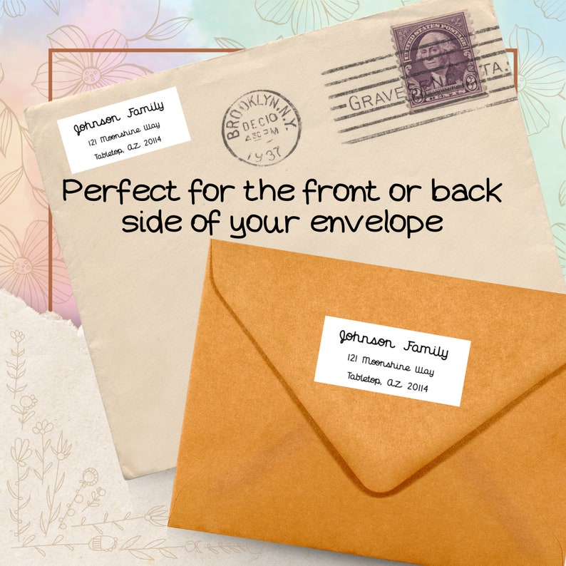Custom Calligraphy Font, Self-adhesive Return Address Labels on a Roll ...