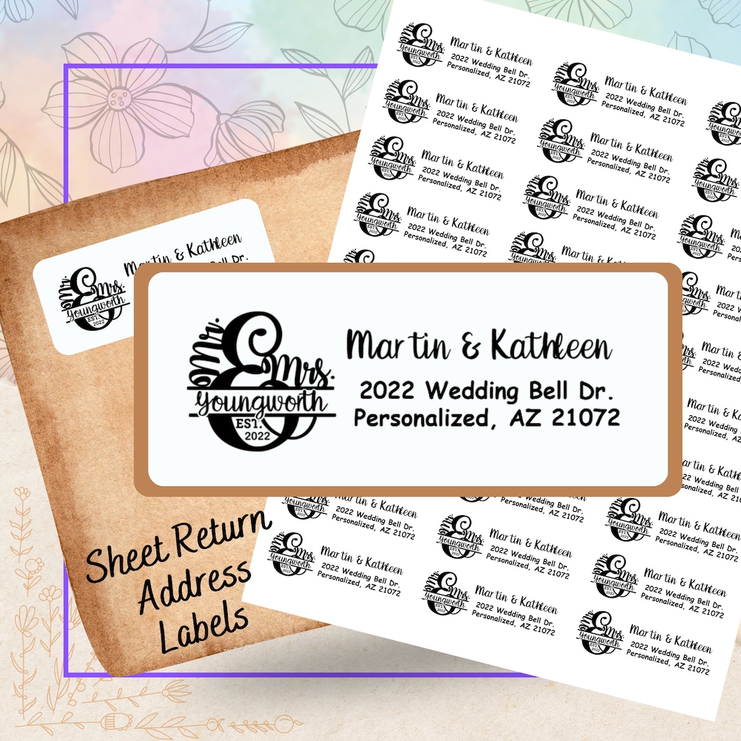 Newlywed Return Address Label, Wedding Invitation Return Stickers ...
