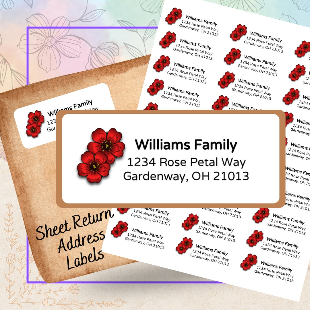 Custom Return Address Labels, Watercolor Roses, Personalized ...