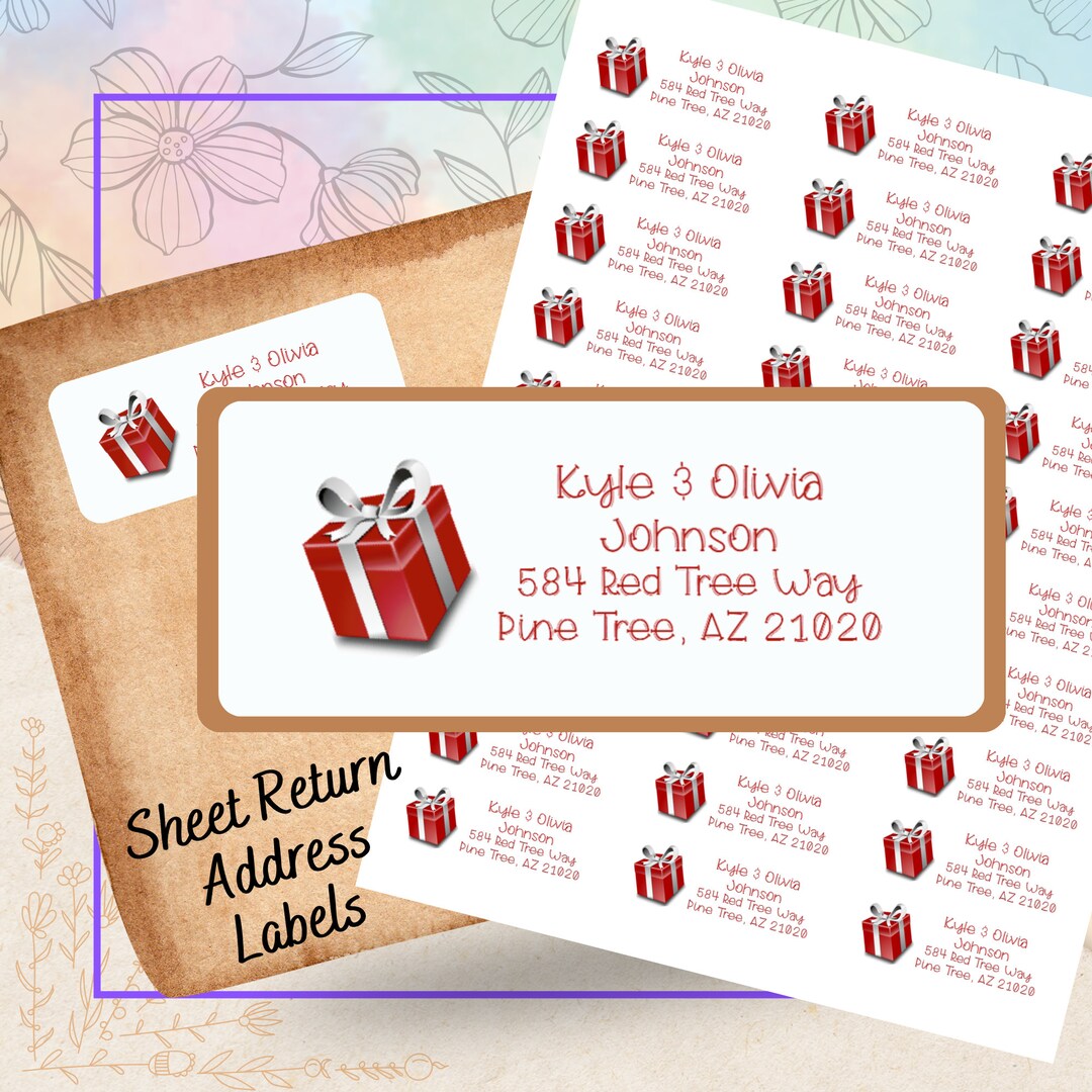 Personalized Christmas Return Address Labels, Box Design - Etsy
