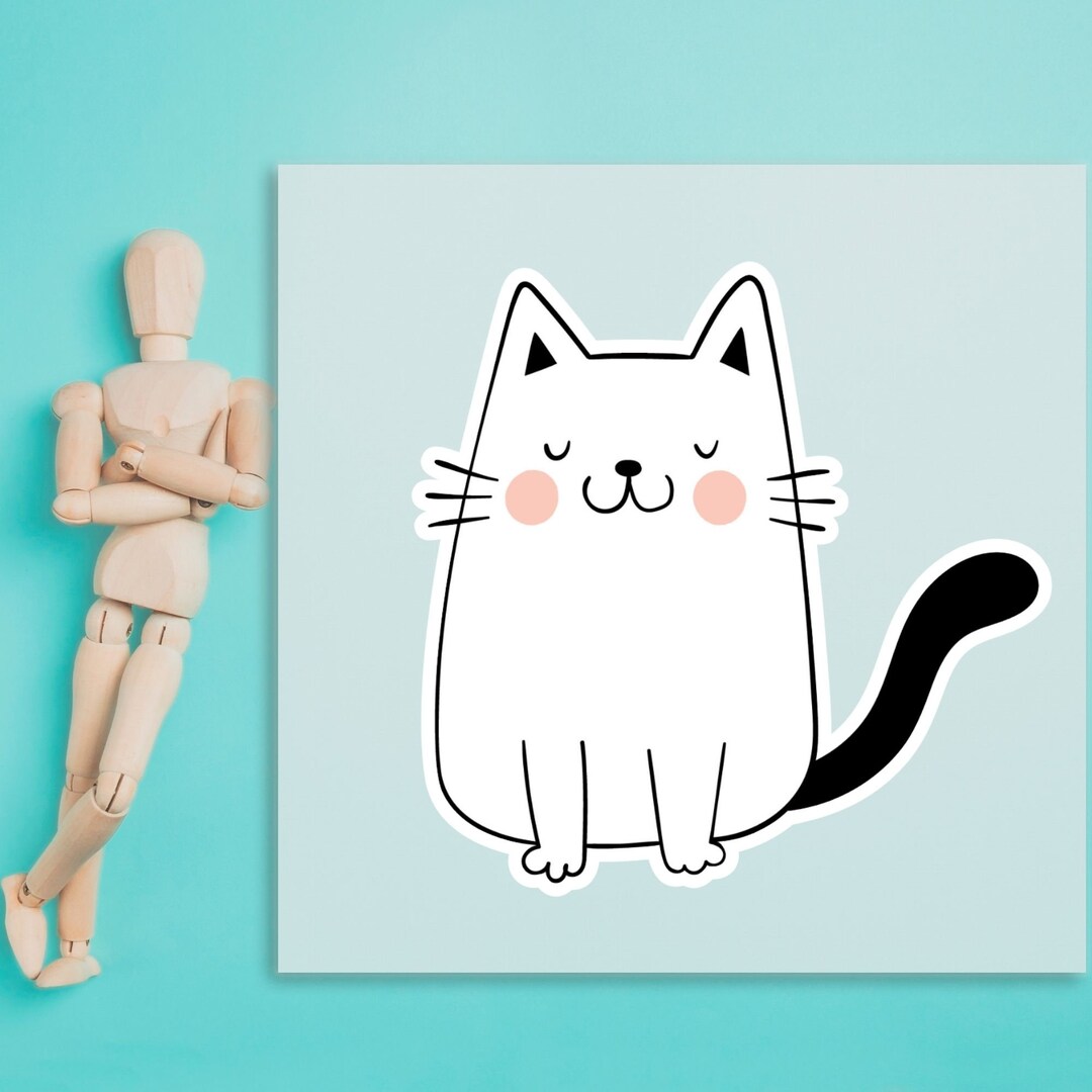 Fat Cat Sticker Cartoon Cat Cute Cat Sticker Pet Lover - Etsy
