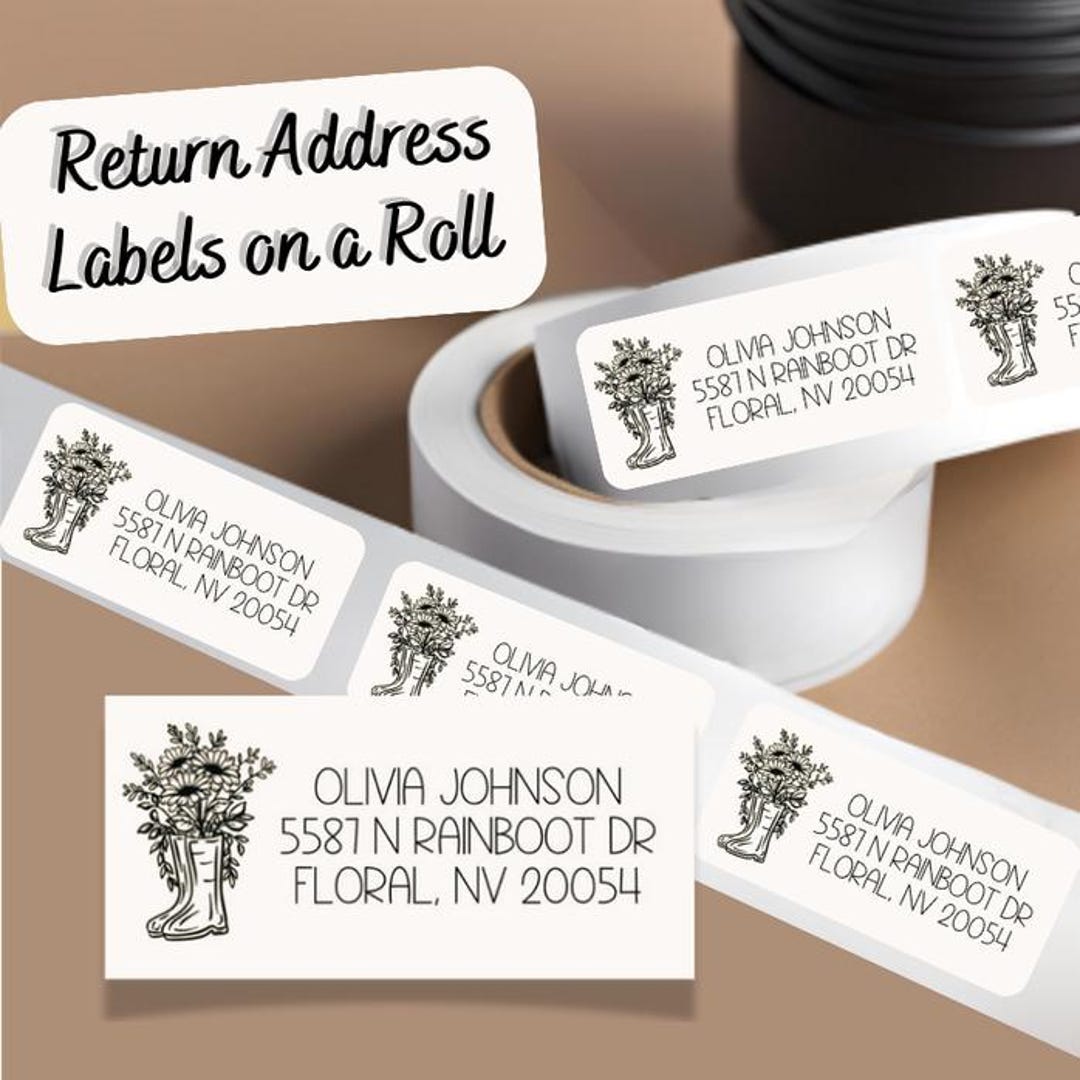 Floral Boot Return Address Labels: Personalized Spring Self-adhesive ...