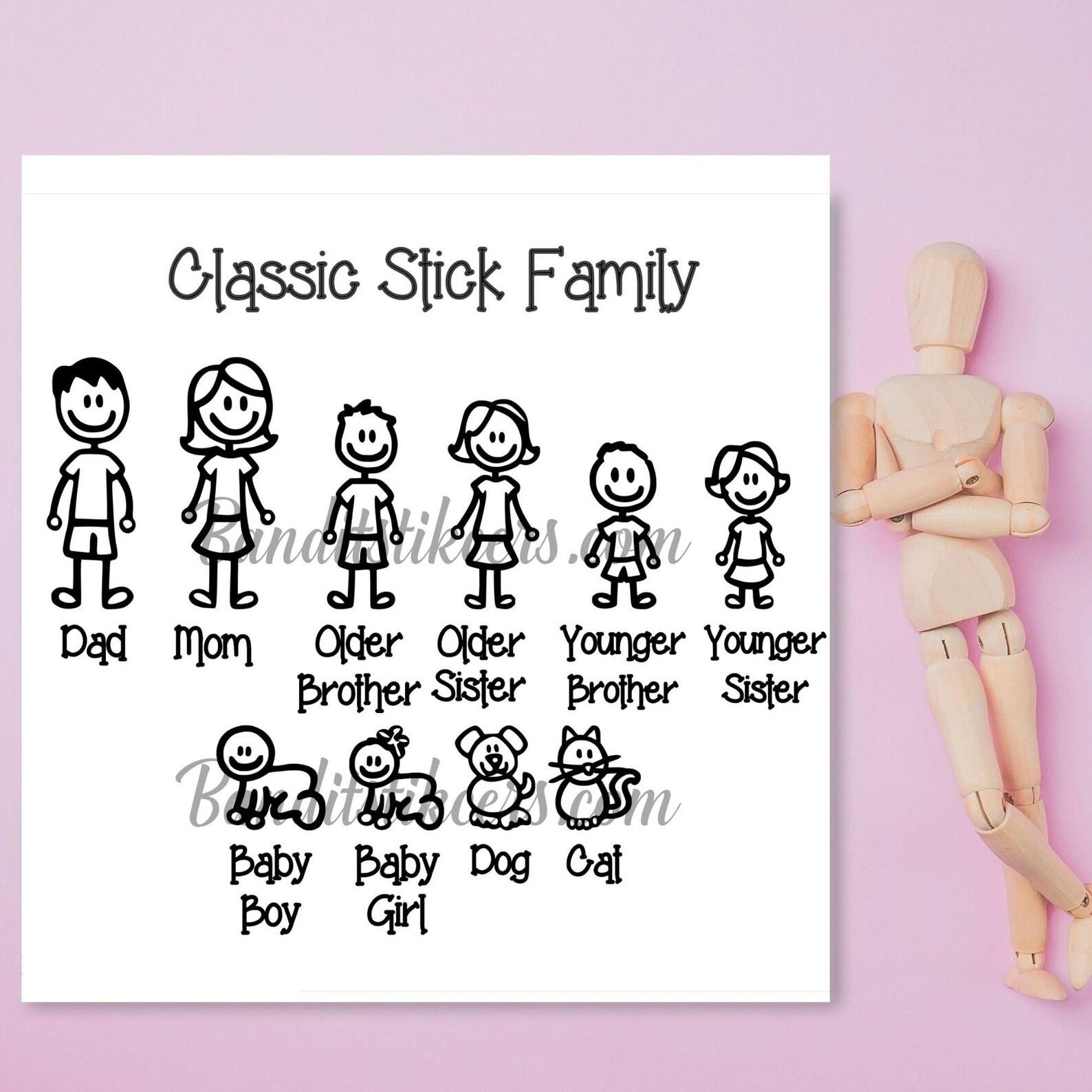 Stick People Family Decal Stick People Family Sticker Stick | Etsy