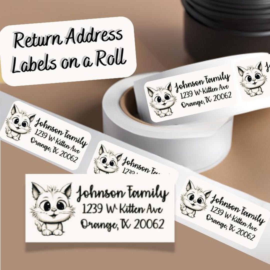 Cat Return Address Labels, Personalized Family Stickers - Etsy