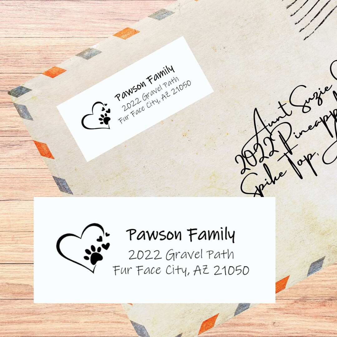 Paw Heart Return Address Label, Pet Lover Address Sticker, Dog Lover ...