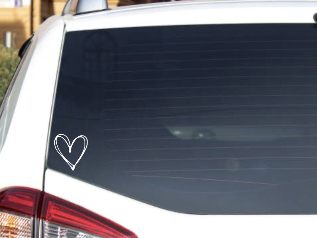 Heart Car Decal, Car Window Decal, Mirror Decal, Computer Decal ...