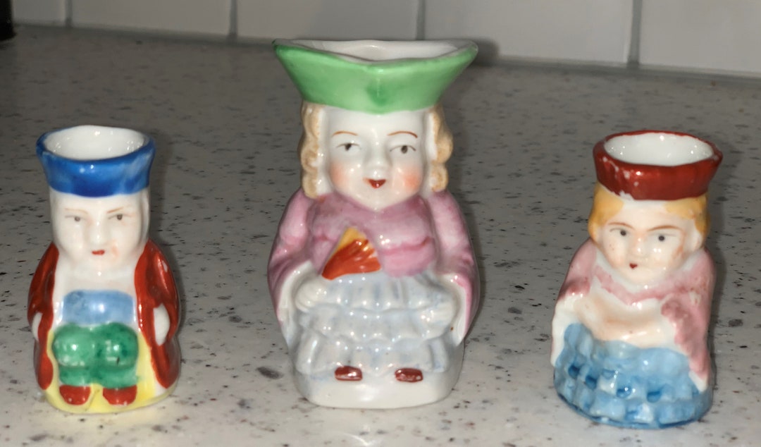Set of Three (3) Ceramic Mini Toby Pitchers * Made in Occupied Japan ...